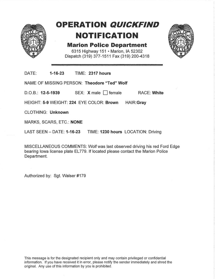ENDANGERED PERSON ADVISORY | Iowa Department of Public Safety