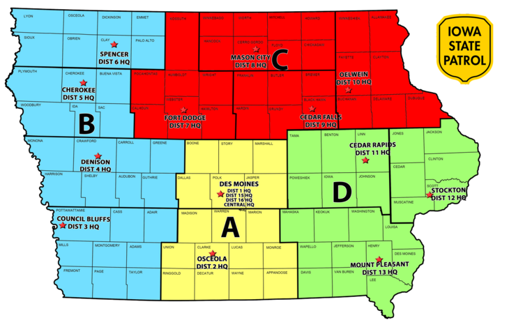 Iowa State Patrol District Offices | Iowa Department of Public Safety